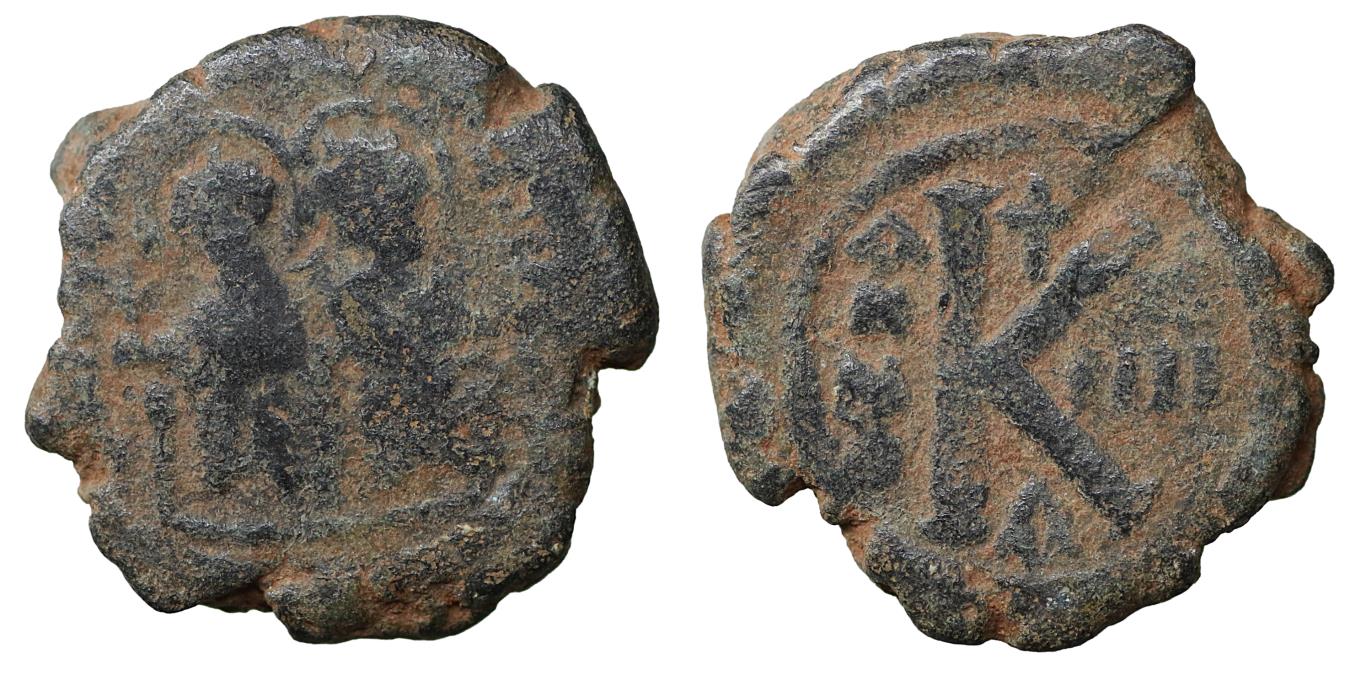 Justin II 565-578 AE half follis VF | Byzantine Coins