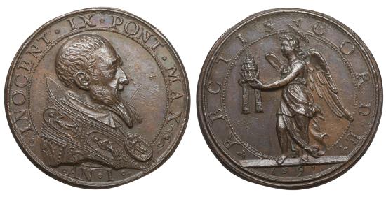 Papal States Innocent IX 1591 AE Posthumous Medal 1800 Rare Mint State