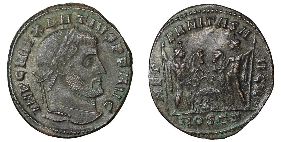 MAXENTIUS 307-312 Follis Ostia Rare XFUNC AETERNITAS Roman Coins