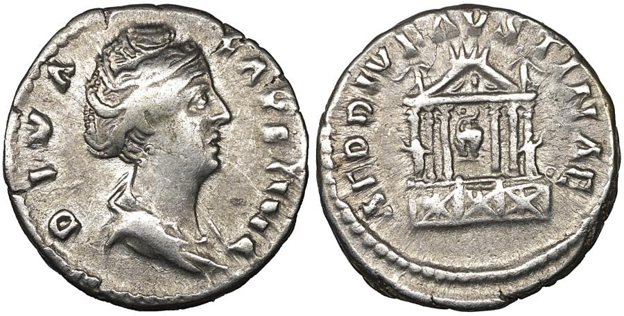 Diva Faustina Senior Denarius 150 AD Scarce XF | Roman Imperial Coins