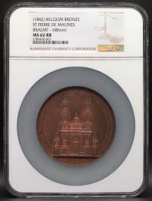 Belgium. Bronze AE68 Medal 1842 MS62 Impressive NGC capsule | Tokens & Medals