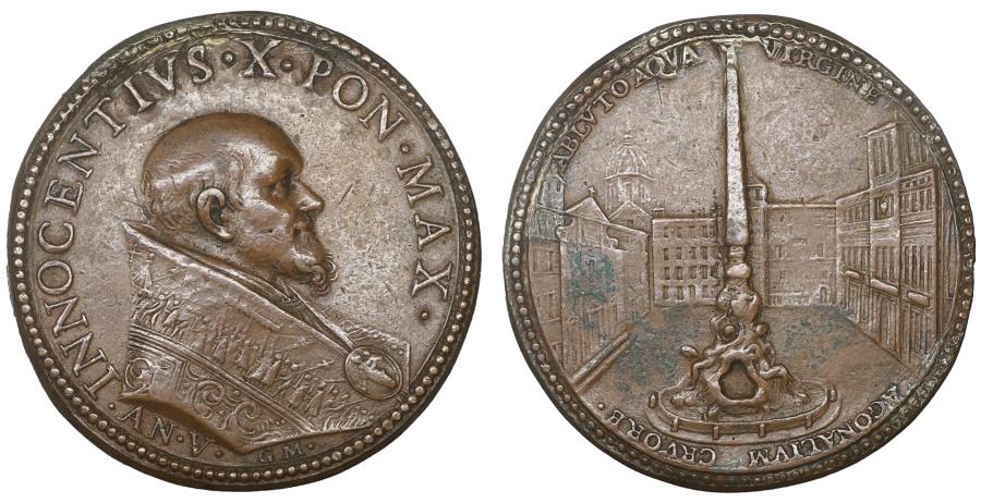 Innocent X 1644-1655 Medal AN V 1649 Piazza Navona R2 VF+ | European Coins