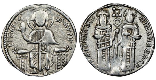 Andronicus II and Michael IX AD 1294-1320 AR basilicon NGC Choice VF Silver