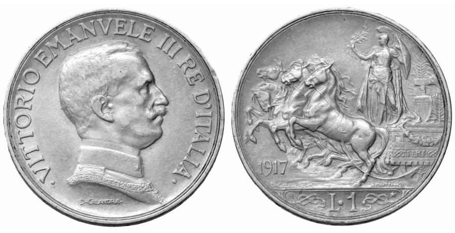 Italy Victor Emmanuel III of Italy Savoia 1 Lira 1917 XF | European Coins