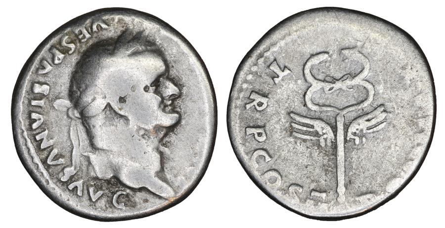 VESPASIAN 69-79 Denarius Rome aXF Winged caduceus | Roman Imperial Coins