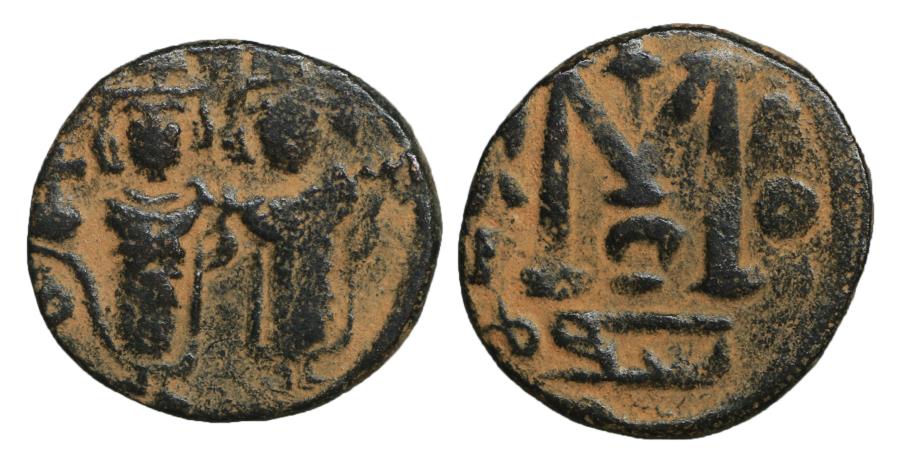 ISLAMIC Umayyad Caliphate Arab-Byzantine coinage 680s Æ Fals aXF