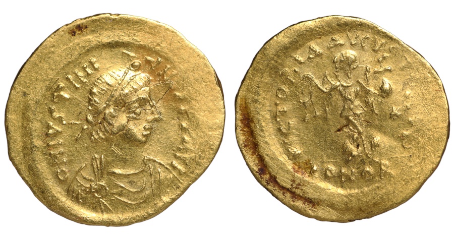 JUSTINIAN I (527-565). GOLD TREMISSIS | Byzantine Coins