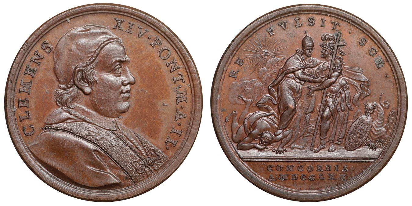 Papal States. Clement XIV 1769-1774. Year II. Medal. Rare. UNC