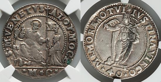 NGC VF Venice Alvise Mocenigo I 1570-1577 40 Soldi St Justina
