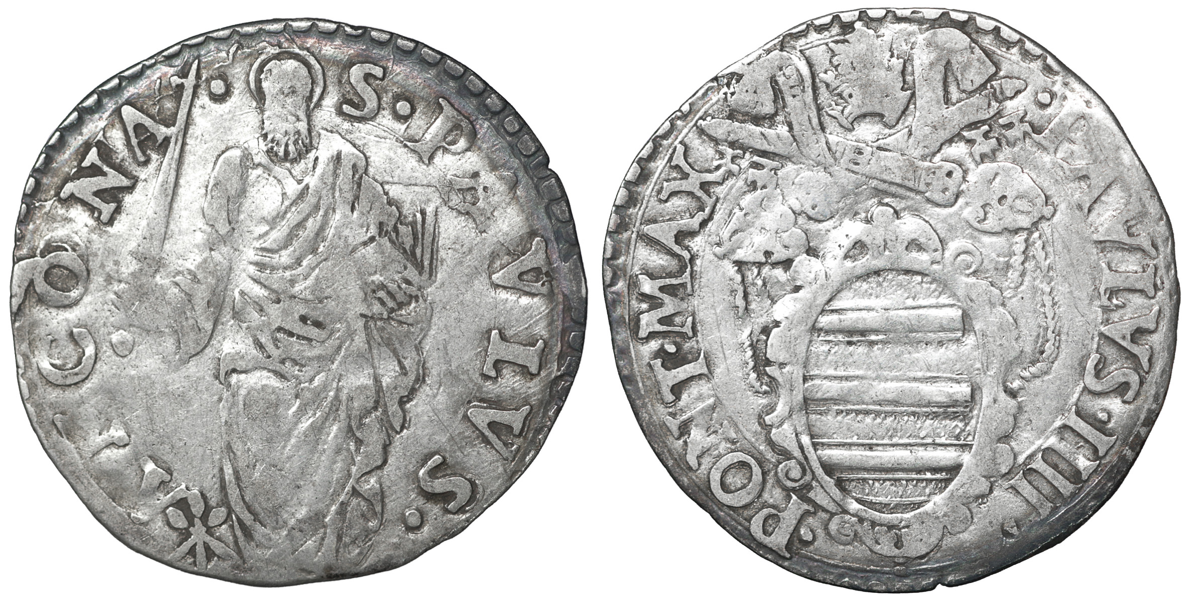 Papal States. Ancona Mint. Paul IV (1555-1559). Giulio. VFXF | European ...