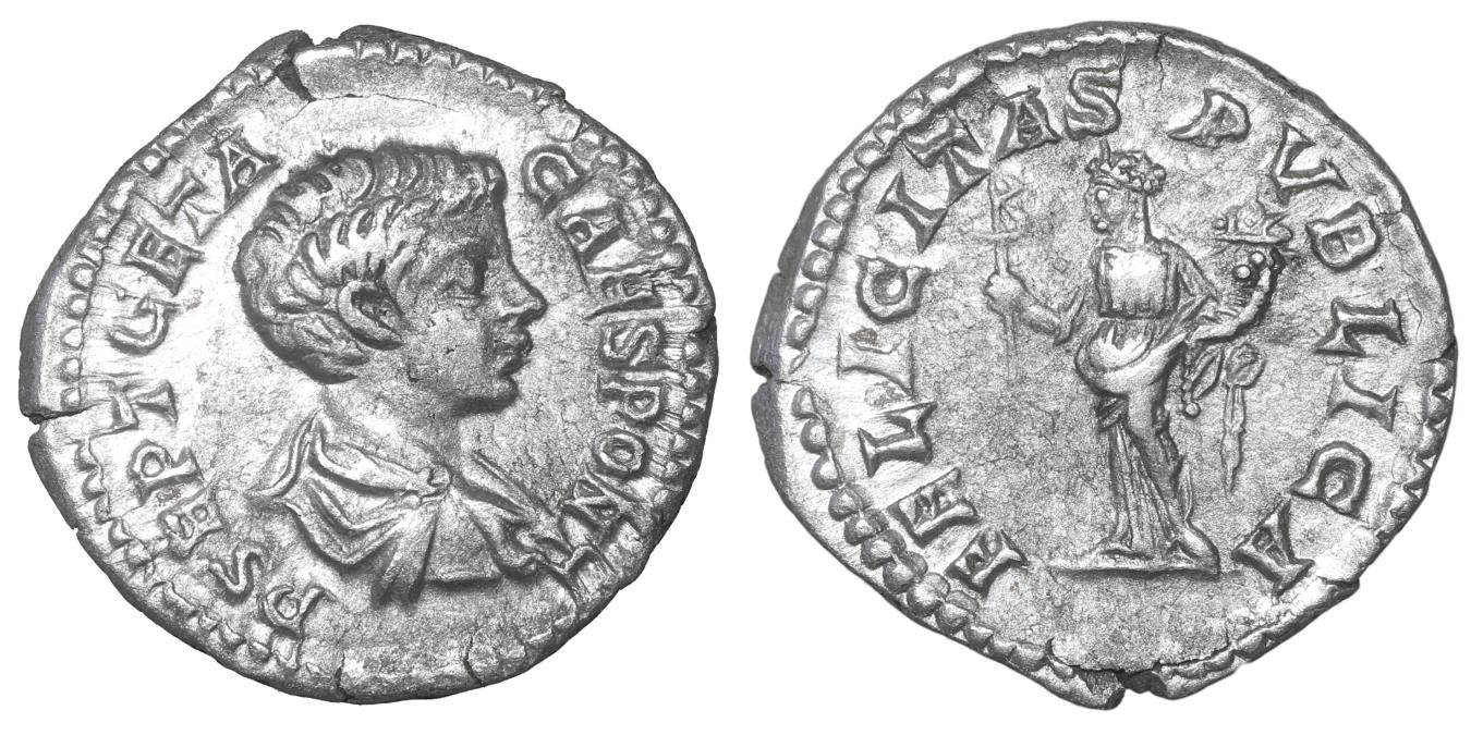 Geta as Caesar Denarius 203 AD Rome FELICITAS XFUNC | Roman Imperial Coins