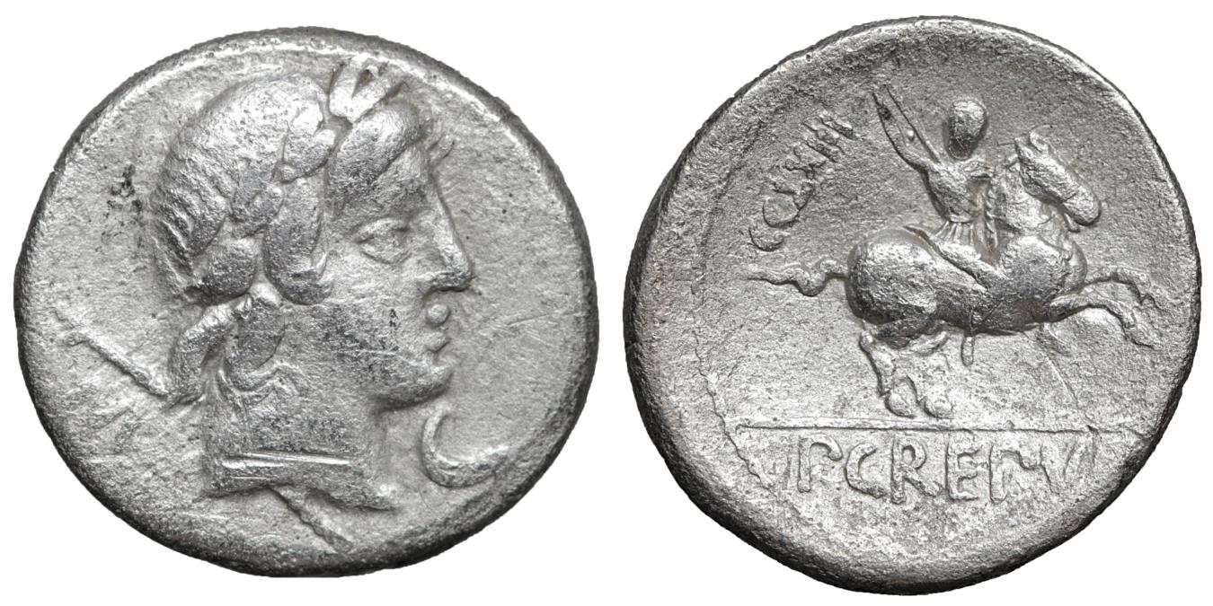 PUB. CREPUSIUS Denarius 82 BC Rome / Warrior on horse | Roman ...