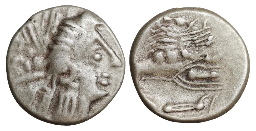 CELTIC Southern Gaul Insubres 2nd century BC AR Silver Drachm aXF