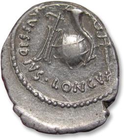 AR denarius L. Mussidius Longus, Rome mint 42 B.C. - beautiful portrait ...