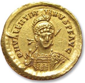 AV gold solidus Valentinianus III / Valentinian III, Constantinople 2nd ...
