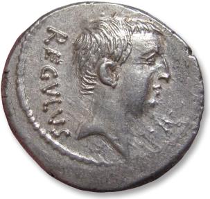 AR denarius L. Livineius Regulus, Rome mint 42 B.C. - sharply struck ...