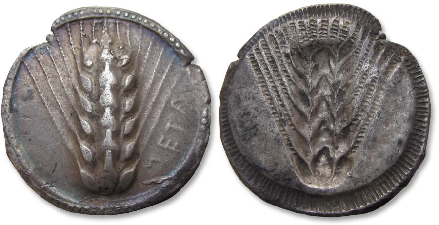 Lucania, Metapontum. 28mm AR nomos - iconic coin with barley - circa ...