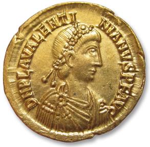 AV gold solidus Valentinianus III / Valentinian III, Ravenna mint circa ...