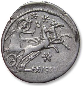 AR denarius Faustus Cornelius Sulla, Rome mint 56 B.C. | Roman ...