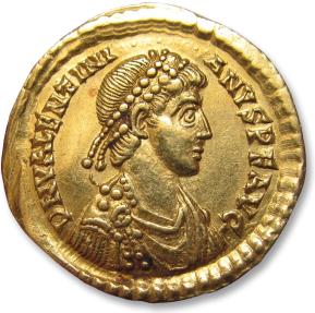 AV gold solidus Valentinianus II / Valentinian II, Thessalonica mint ...