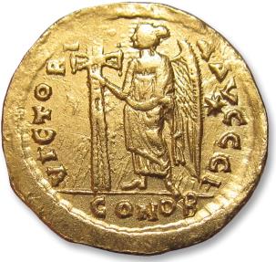 AV gold solidus Zeno, Constantinople 10th officina (I) 474-491 A.D.