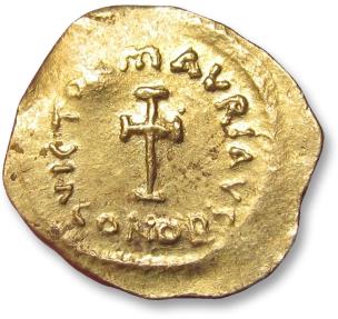 AV gold tremissis Maurice Tiberius, Constantinople mint 582-602 A.D ...