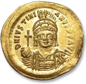 AV gold solidus Justinian I / Justinianus I, Constantinople mint 545 ...