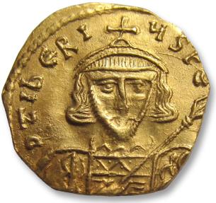 AV gold tremissis Tiberius III Apsimar, Constantinople mint 698-705 A.D.