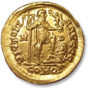 AV gold solidus Honorius, Mediolanum (Milan) mint circa 395-402 A.D.
