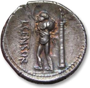 AR denarius L. Marcius Censorinus, Rome mint 82 B.C. - sharp ...
