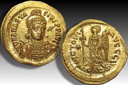 AV gold solidus Anastasius, Constantinople mint 498-518 A.D. - 10th ...