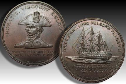 GREAT BRITAIN 37mm AE medal 1897 A.D. Vice-Admiral Horatio Nelson and ...