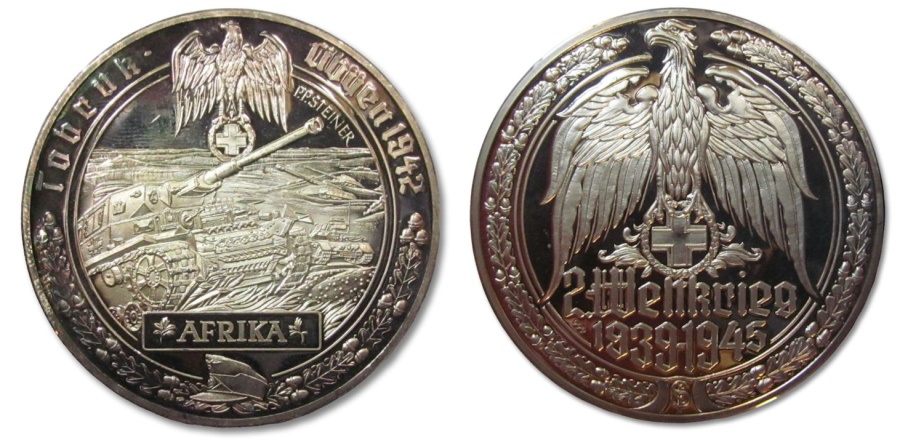 50mm Silver medal WW2: Rommel in Africa, tankbattles in desert, siege ...