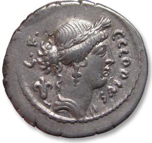 AR denarius C. Clodius Vestalis, Rome mint 41 B.C. | Roman Republican Coins
