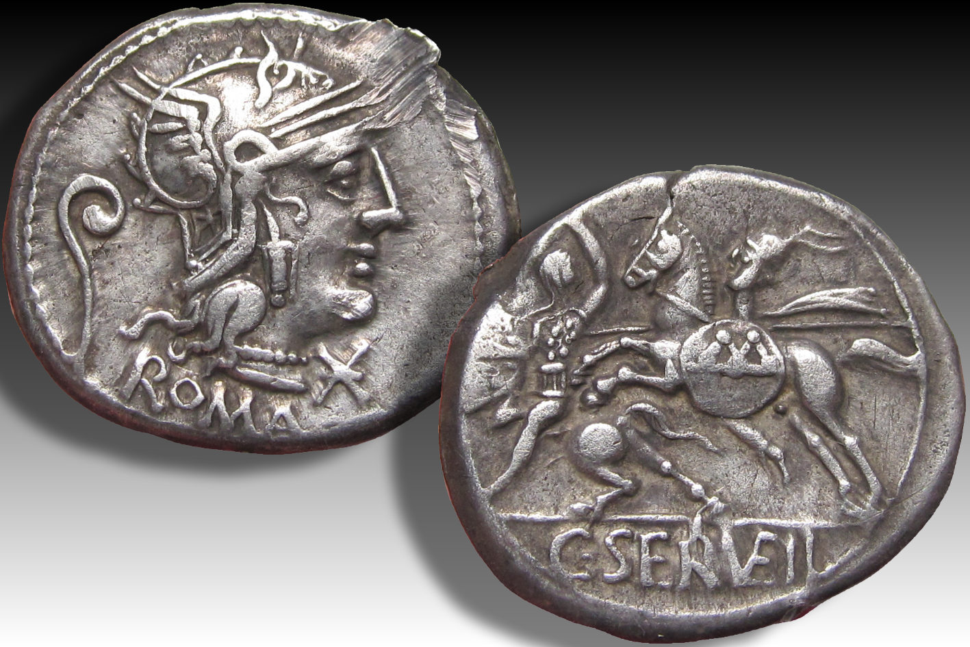 AR silver denarius C. Servilius Vatia, Rome mint 127 B.C. | Roman ...