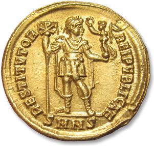 AV gold solidus Valens circa 364 A.D. Valens, Nicomedia mint - mintmark ...