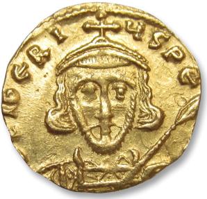 AV gold tremissis Tiberius III Apsimar, Constantinople mint 698-705 A.D.
