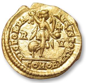 AV gold tremissis Honorius, Ravenna mint circa 408-423 A.D. - VICTORIA ...
