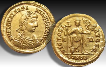AV gold solidus Valentinian III / Valentinianus III, Ravenna mint 426 ...
