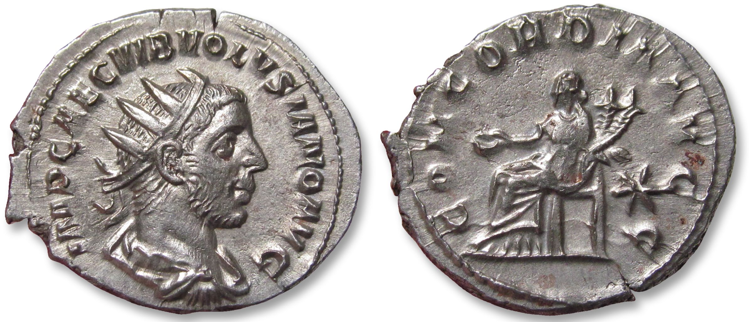 AR antoninianus Volusianus, Rome mint circa 253 A.D. - CONCORDIA AVGG
