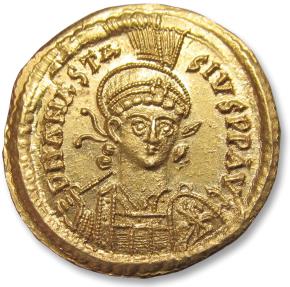 AV gold solidus Anastasius I, Constantinople mint, 3rd officina (Γ ...