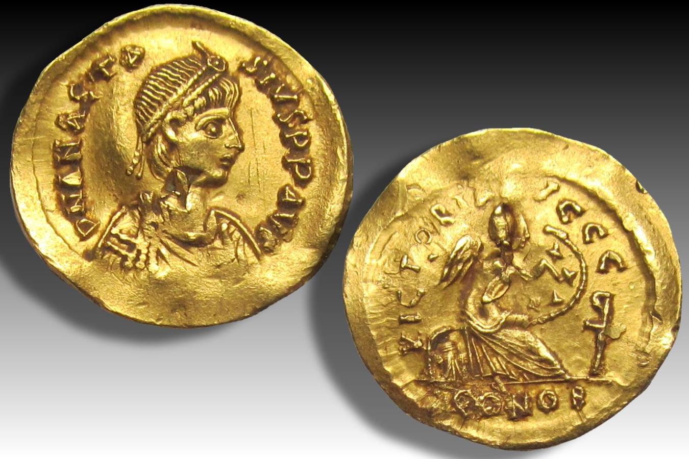 AV gold semissis Anastasius, Constantinople mint 492-507 A.D.