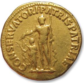 AV gold aureus Trajan / Trajanus, Rome mint 113-114 A.D. - CONSERVATORI PATRIS PATRIAE