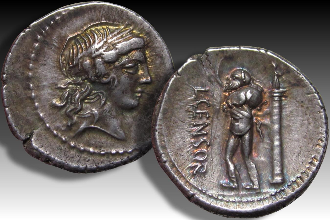 AR denarius L. Marcius Censorinus, Rome mint 82 B.C. - sharp ...