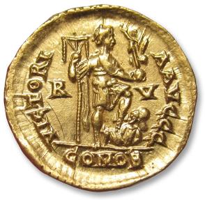 AV gold solidus Honorius, Ravenna mint circa 402-406 A.D. | Roman ...