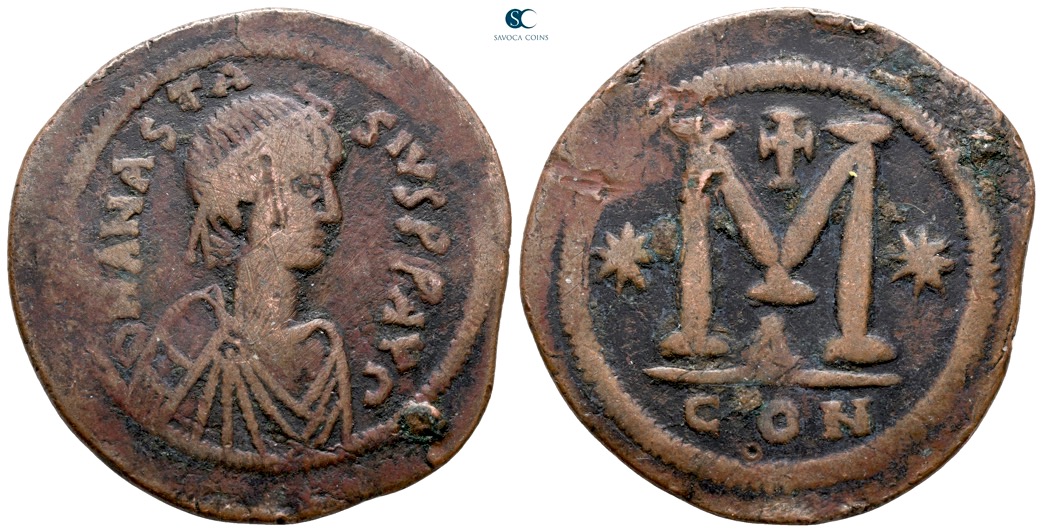 Anastasius I AD 491-518. Constantinople Follis or 40 Nummi Æ ...