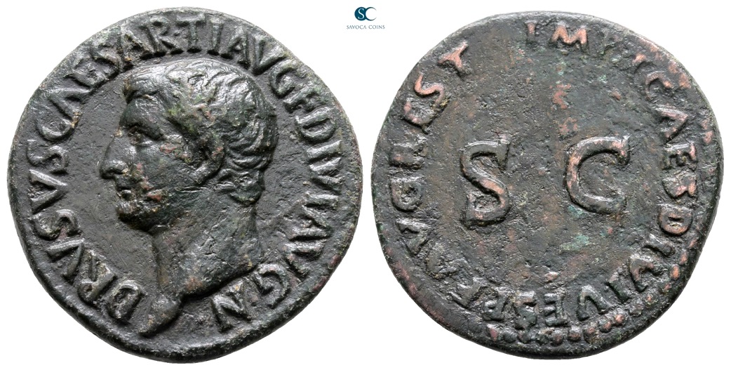 Drusus, died AD 23. Æ As Rome, restitution issue under Titus, 80-81.