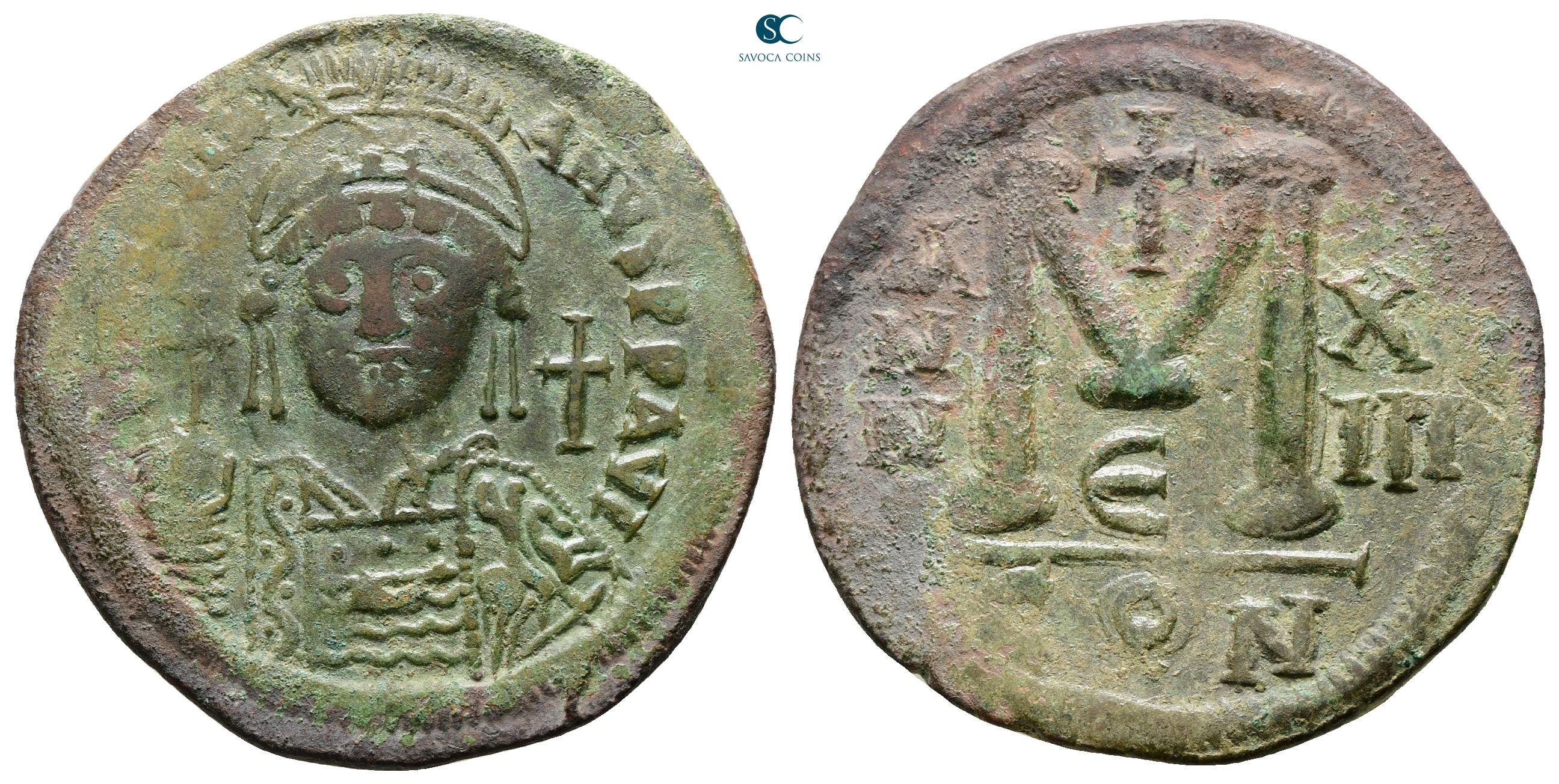 Justinian I AD 527-565. Constantinople Follis or 40 Nummi Æ | Byzantine ...