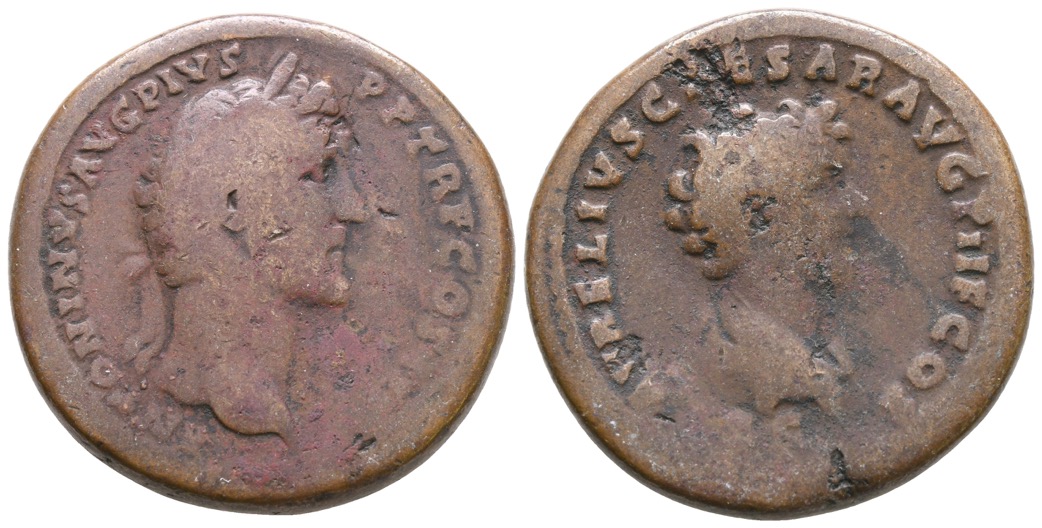 Antoninus Pius, with Marcus Aurelius as Caesar. AD 138-161. Æ Sestertius
