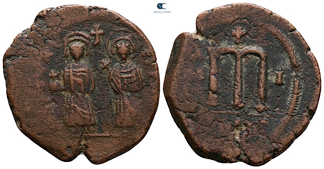 Phocas with Leontia, 602-610. Follis, Constantinople, | Byzantine Coins